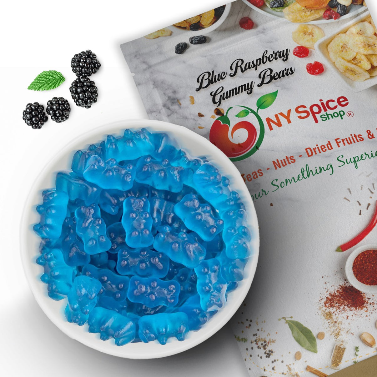 Blue Raspberry Gummy Bears - NY Spice Shop - Buy Online